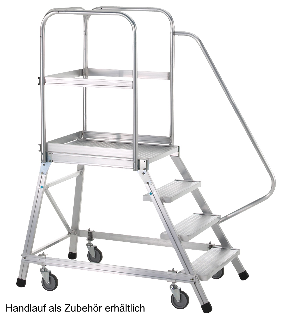 ZARGES Podesttreppe Z600, fahrbar, Stahl, einseitig begehbar ...